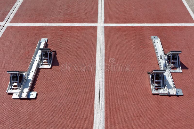 The Starting Blocks on the Running Track Stock Image - Image of ...