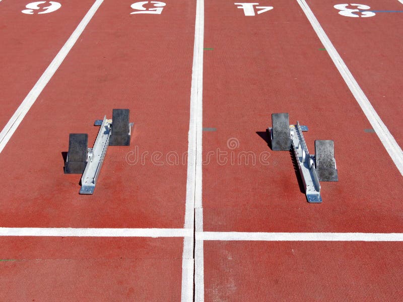 The Starting Blocks on the Running Track Stock Image - Image of running ...