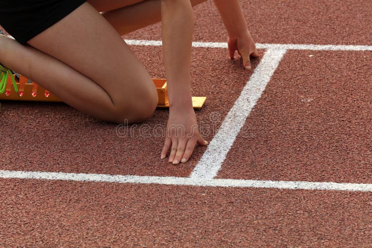 Starting Blocks on the Runway Stock Image - Image of motion, field ...