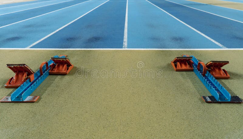 Starting Blocks for a Sprint Run on a Track Stock Photo - Image of ...