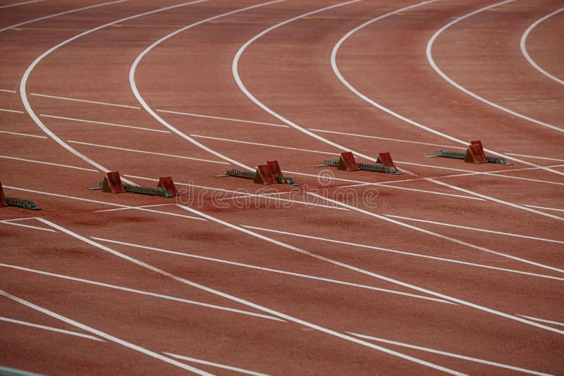 Starting Blocks on Start Line Stock Image - Image of stadium, runners ...