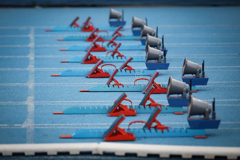 Starting Blocks in Track and Field Stock Photo - Image of field ...