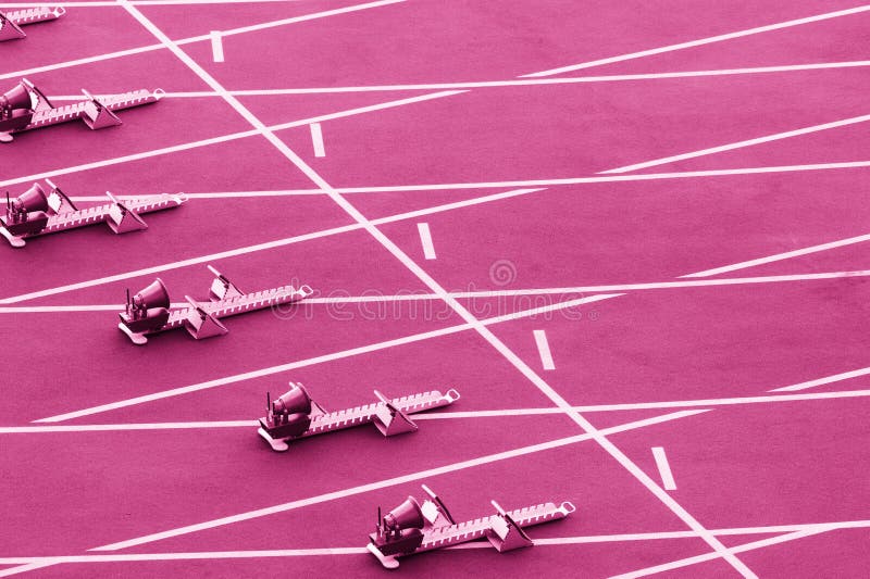 Starting Blocks in Track and Field. Pink Color Filter Stock Image ...