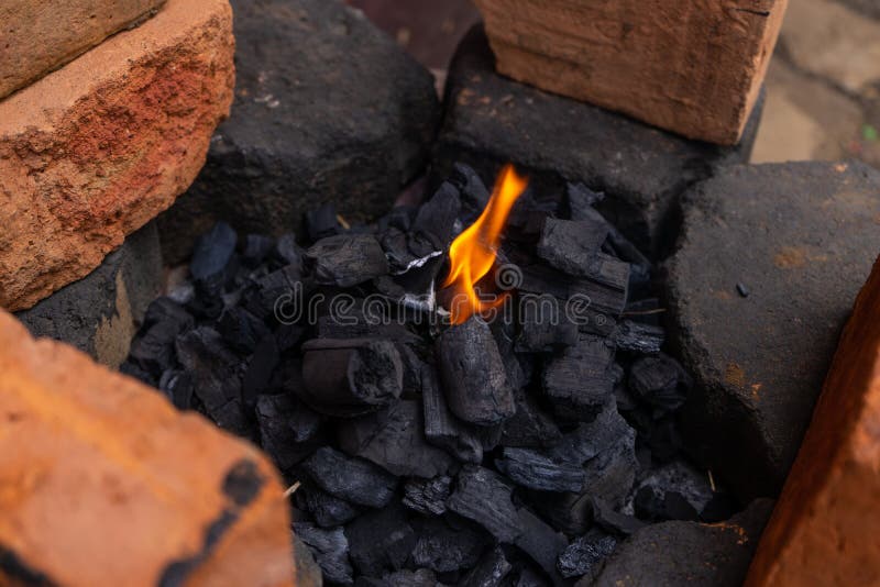 Starting a Bonfire in a Rustic Place Stock Image - Image of rustic ...