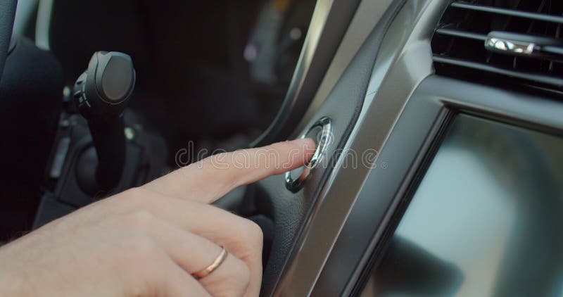 Starting Car Engine. Track in To the Button. Finger Press the Button To ...