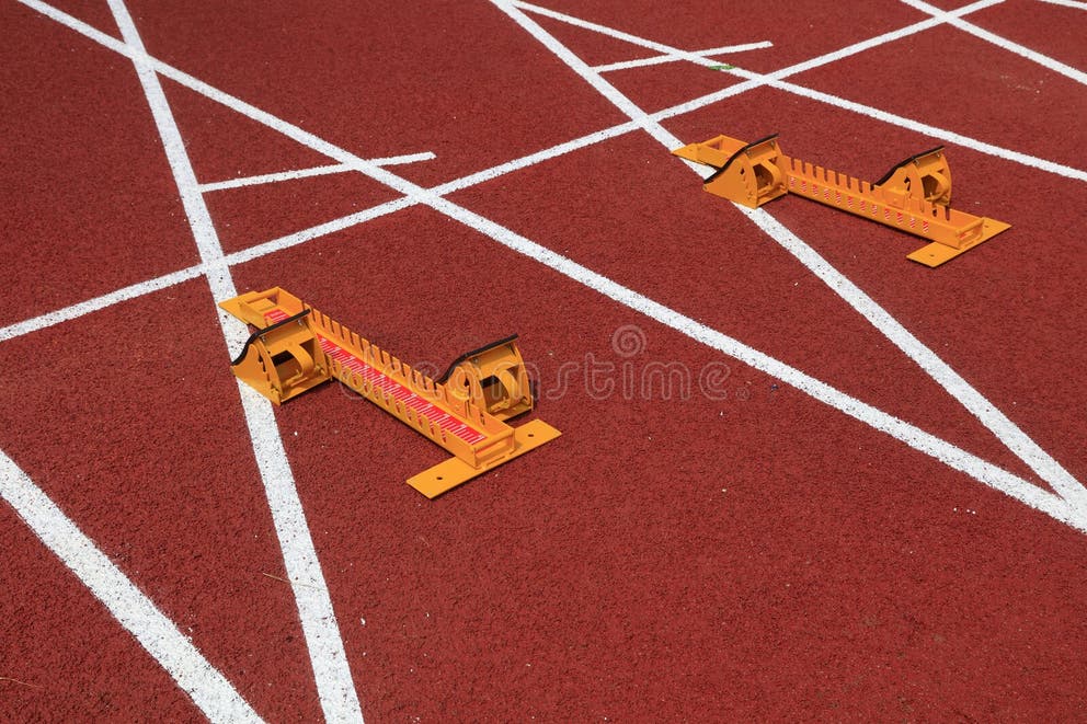 Starting Frame on the Plastic Runway Stock Image - Image of closeup ...