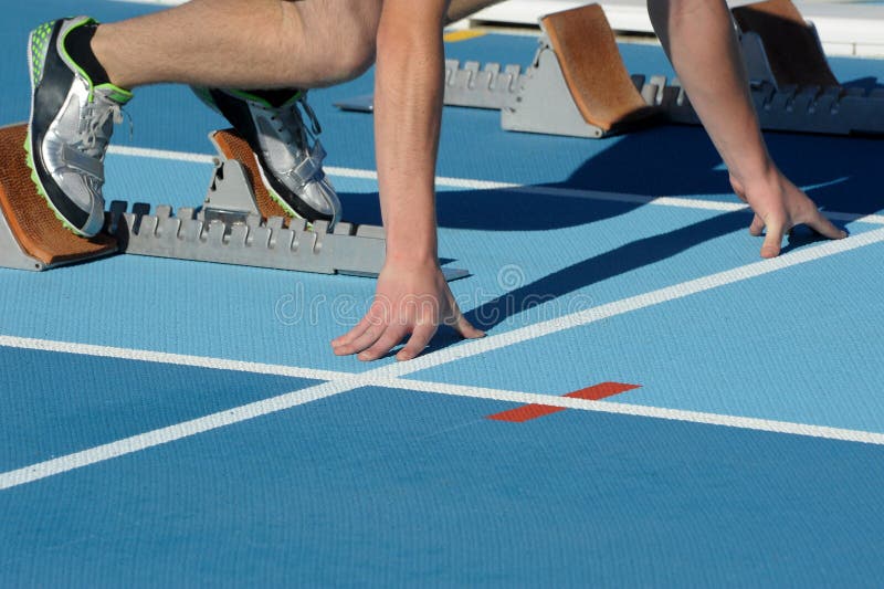 Athlete Woman at Starting Line Ready To Run Stock Image - Image of ...