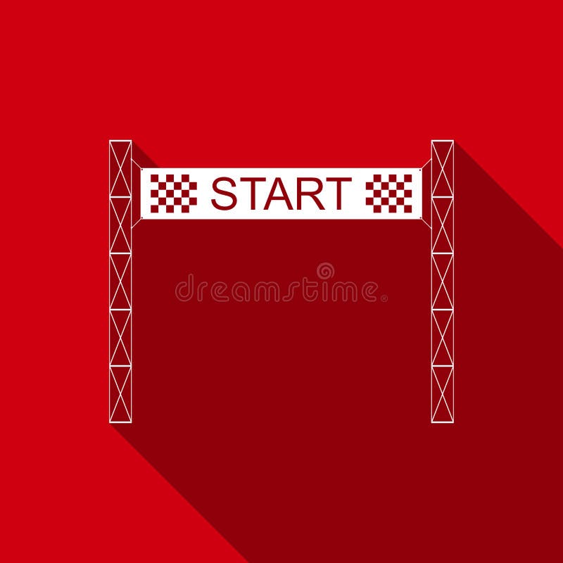 Starting Line Icon Isolated with Long Shadow. Start Symbol. Flat Design ...