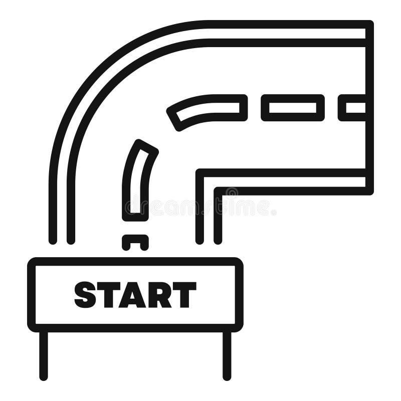 Starting Line of Winding Road with Exclamation Point Icon Stock Vector ...