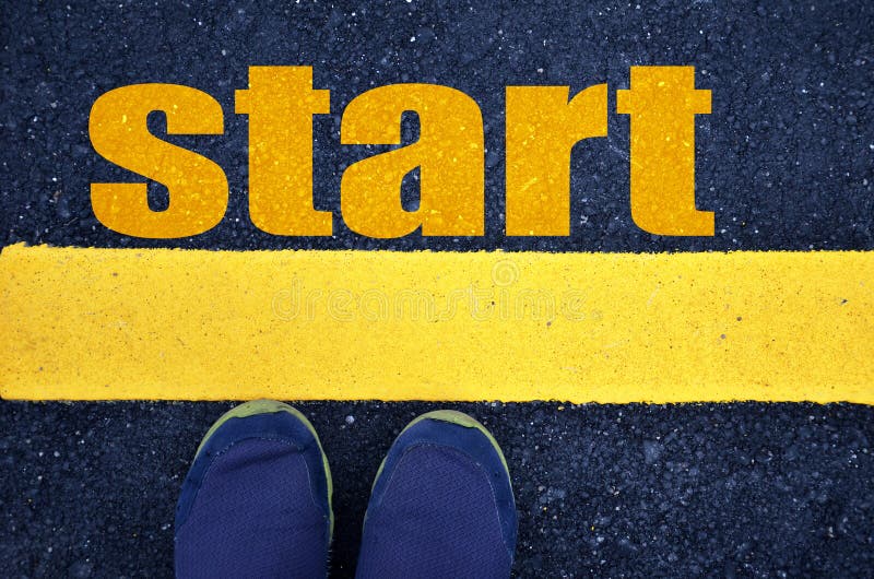Starting Line with Yellow Print Stock Illustration - Illustration of ...
