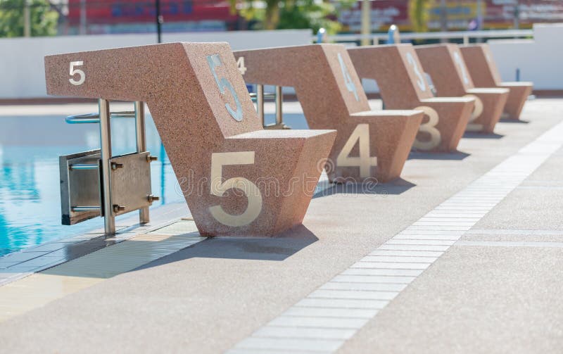 Starting Place in Swiming Pool Stock Photo - Image of outside, steel ...