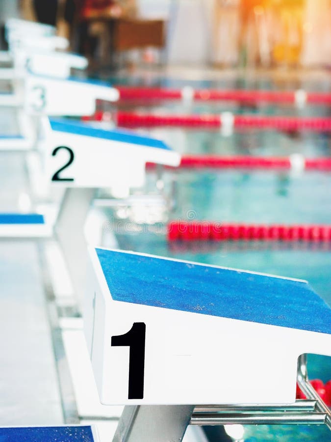 Starting Table with Numbers for Diving in Olympic Pool. Swimming Pool ...