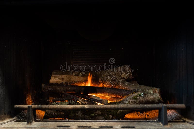 Starting Up a Fire Inside a Chimney Stock Photo - Image of flames ...