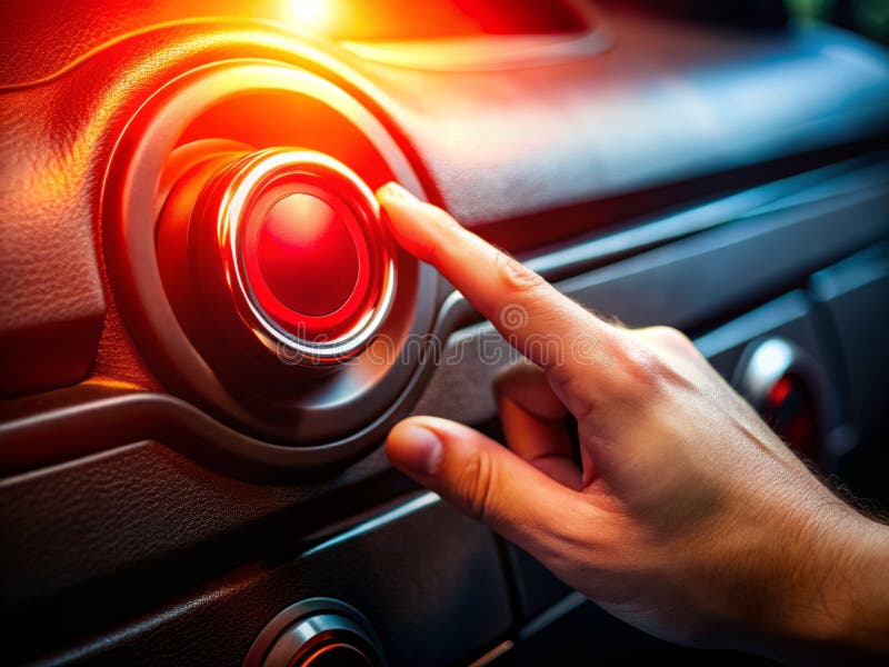 Starting a Vehicle Silhouette of a Hand Activating a Red Ignition ...