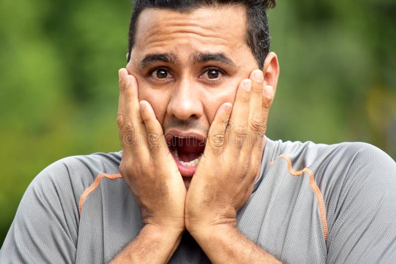 Startled Athletic Man stock photo. Image of startled - 111451902