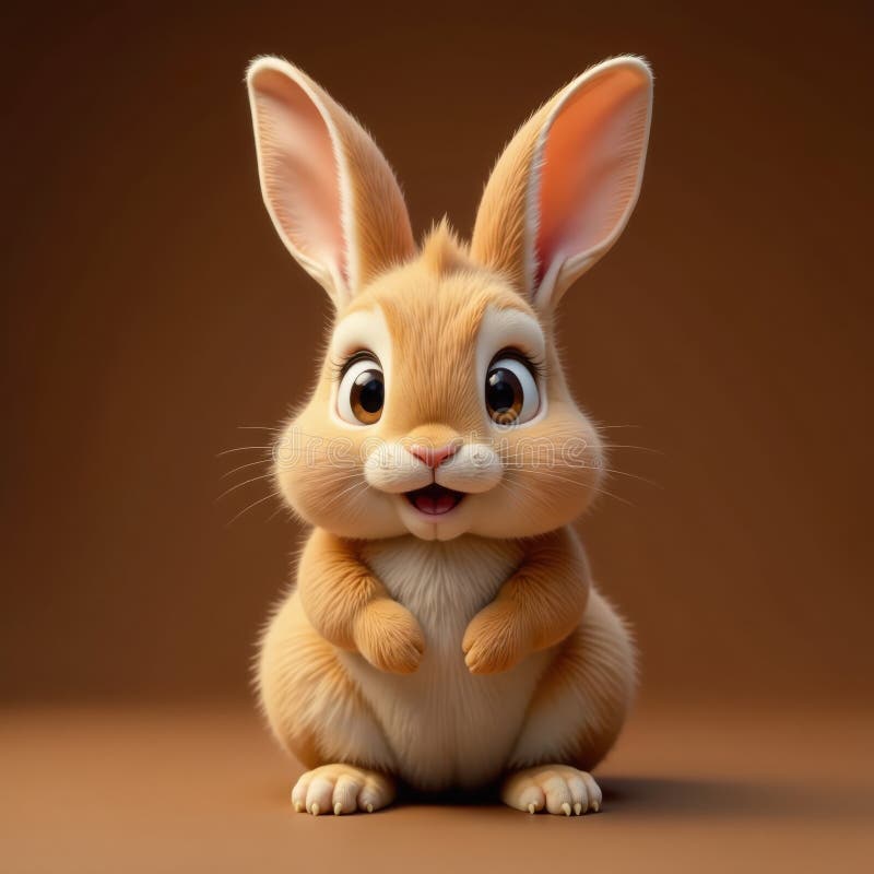 Startled Bunny, Big Eyes, Brown Backdrop, Ample Space, Element, Shocked ...
