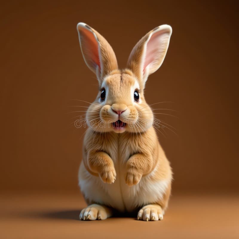 Startled Bunny, Big Eyes, Brown Backdrop, Ample Space, Pet, Closeup ...
