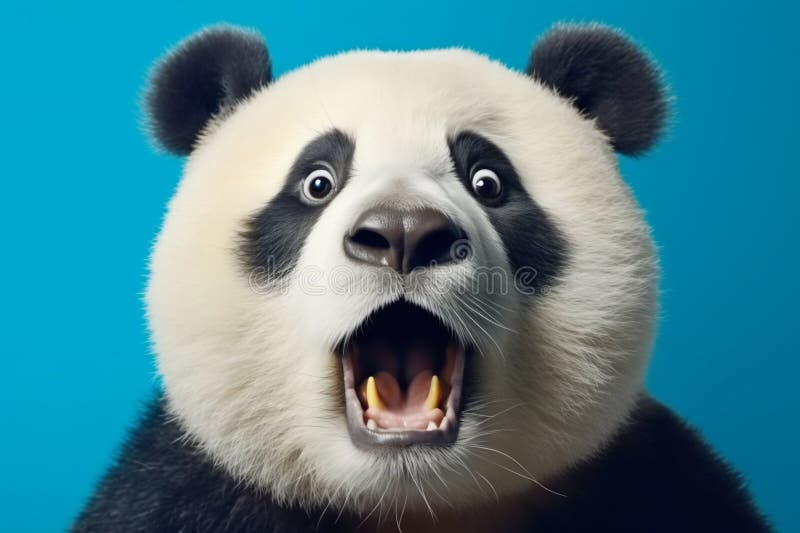 Startled Panda: Humorous Big-Eyed Expression. Generative Ai Stock ...