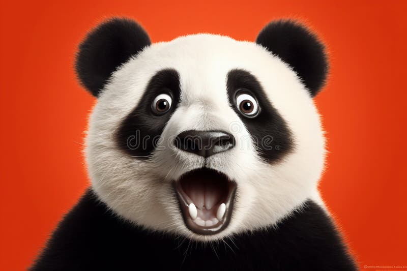 Startled Panda: Humorous Big-Eyed Expression. Generative Ai Stock ...