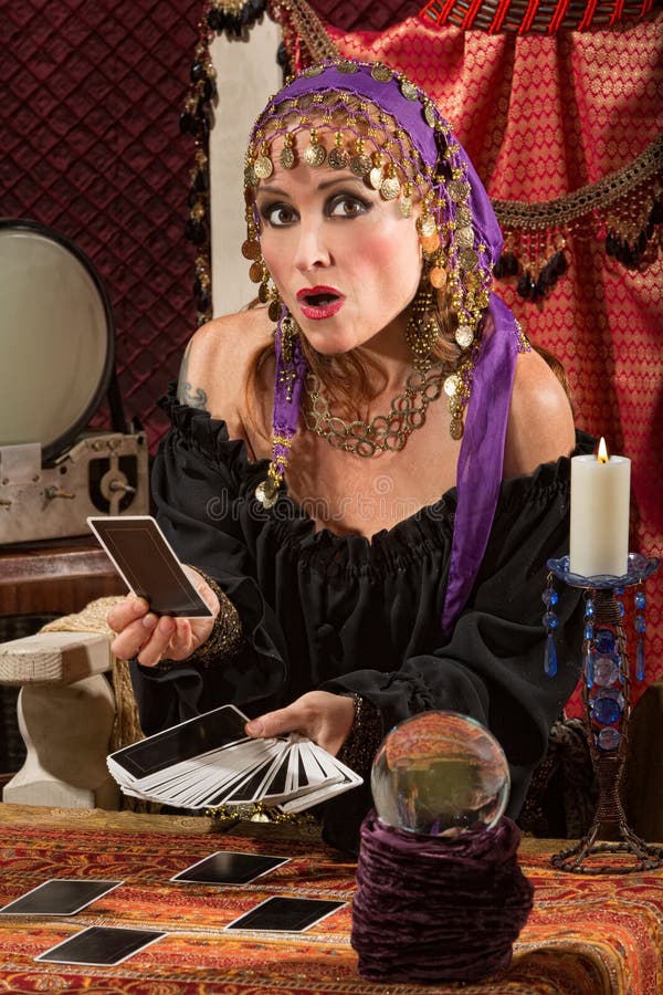 Sly Lady with Tarot Cards stock image. Image of charming - 31245161