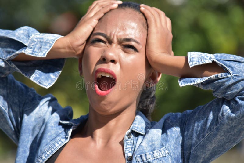 Startled Young Diverse Female Stock Photo - Image of startled, young ...