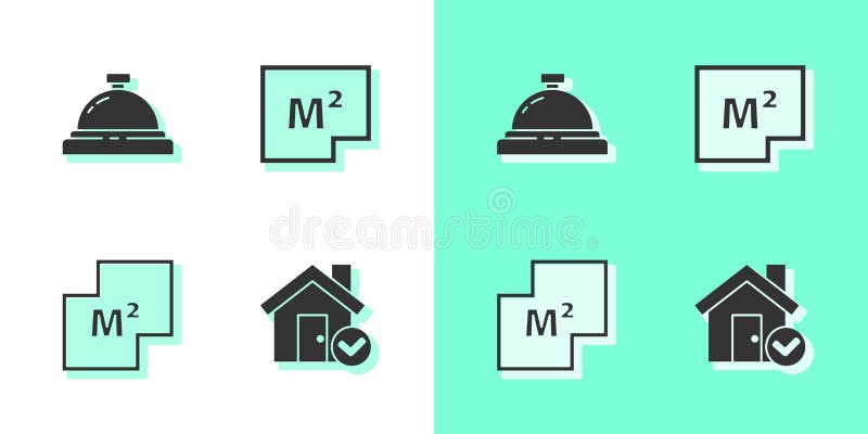 Startpunt Met Check-mark Hotel Service Bell Plan En Pictogram. Vector ...