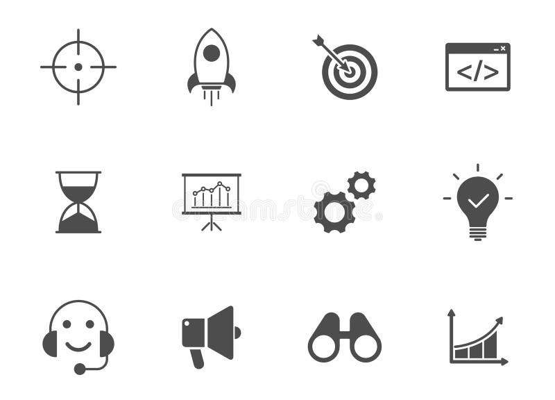 Startup black vector icons stock vector. Illustration of marketing ...