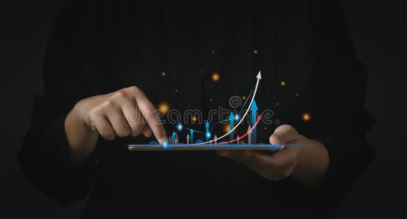 Startup Business Concept. Business People Touching on Tablet with Icon ...