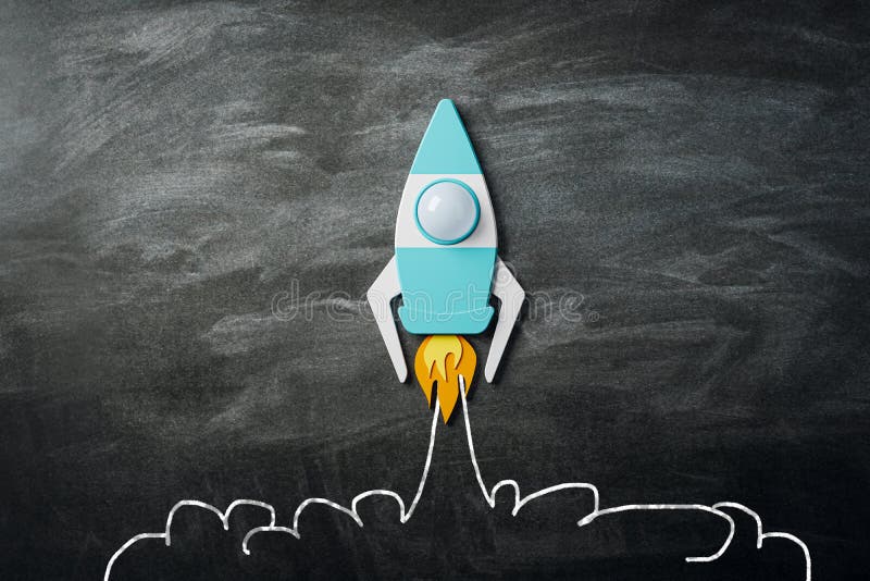 Startup and Business Concept with Taking Off Bright Graphic Rocket on ...