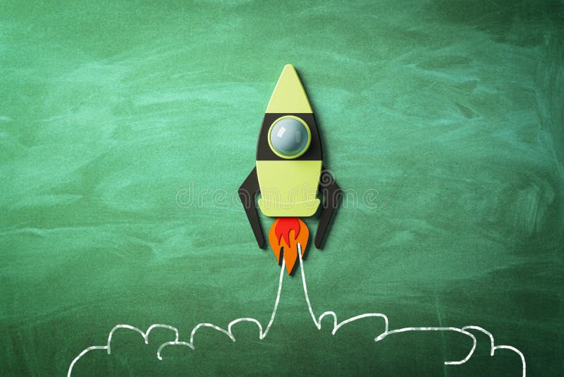 Startup and Business Concept with Taking Off Bright Graphic Rocket on ...