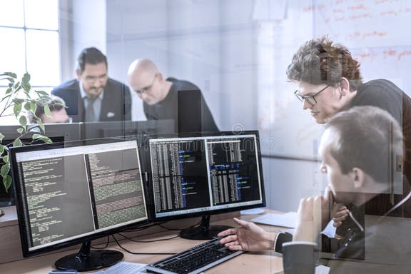 Startup Business Problem Solving. Software Developers Working on ...