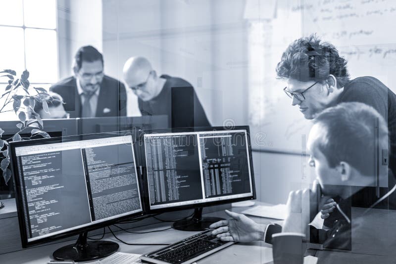 Startup Business Problem Solving. Software Developers Working on ...