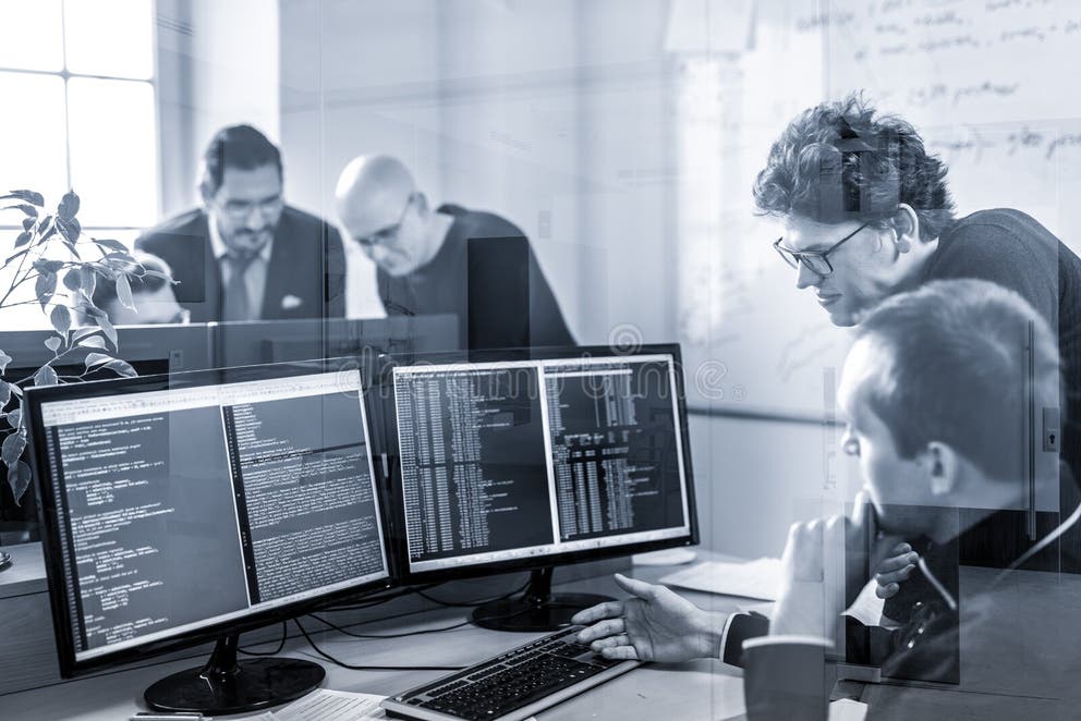 Startup Business Problem Solving. Software Developers Working on ...