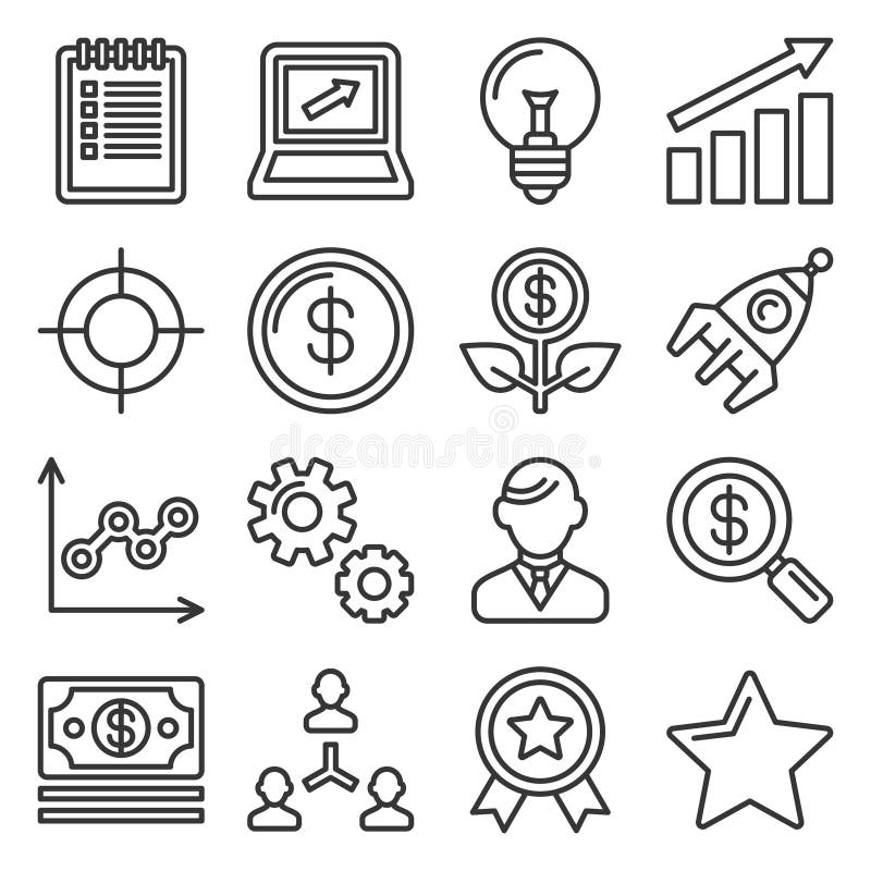Startup Business Icons Set. Vector Stock Vector - Illustration of order ...