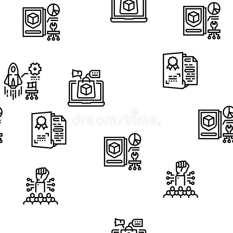 Startup Business Idea Launching Vector Seamless Pattern Stock Vector ...