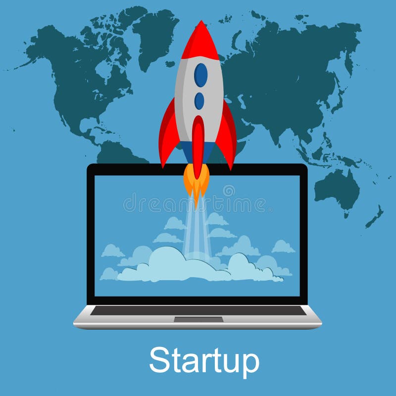 Startup and Business Launch Concept, Vector Illustration Stock Vector ...