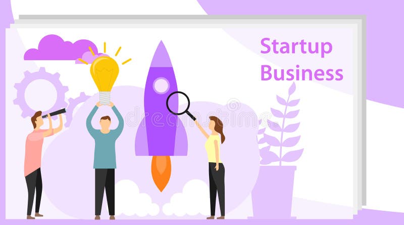 Startup Business. Mini People Run a Startup Stock Vector - Illustration ...