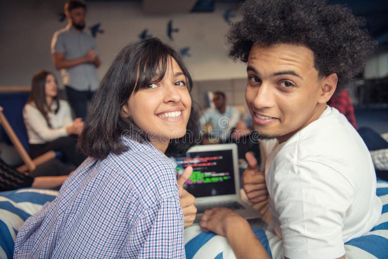 Startup Business and New Mobile Technology Concept with Young ...