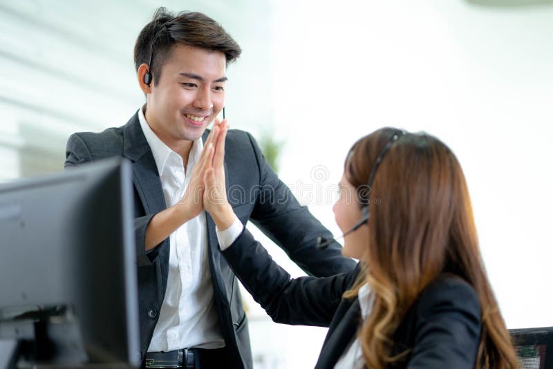 Startup Business Partners Working Together in Desktop. Creative ...