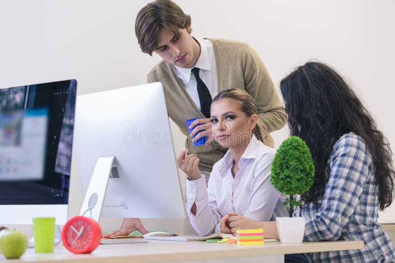 Startup Business People Group Working Everyday Job at Modern Off Stock ...