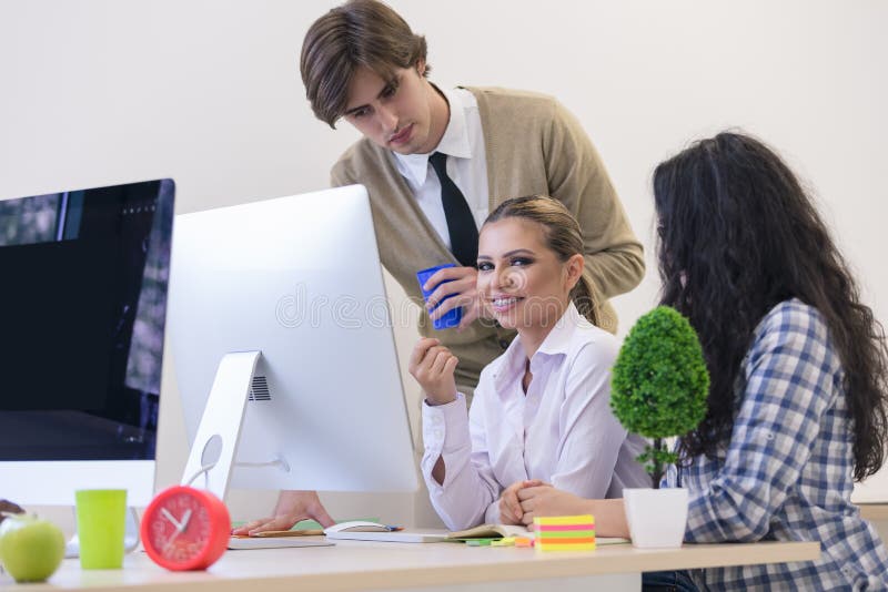 Startup Business People Group Working Everyday Job at Modern Off Stock ...