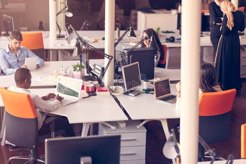 Startup Business People Group Working Everyday Job at Modern Office ...