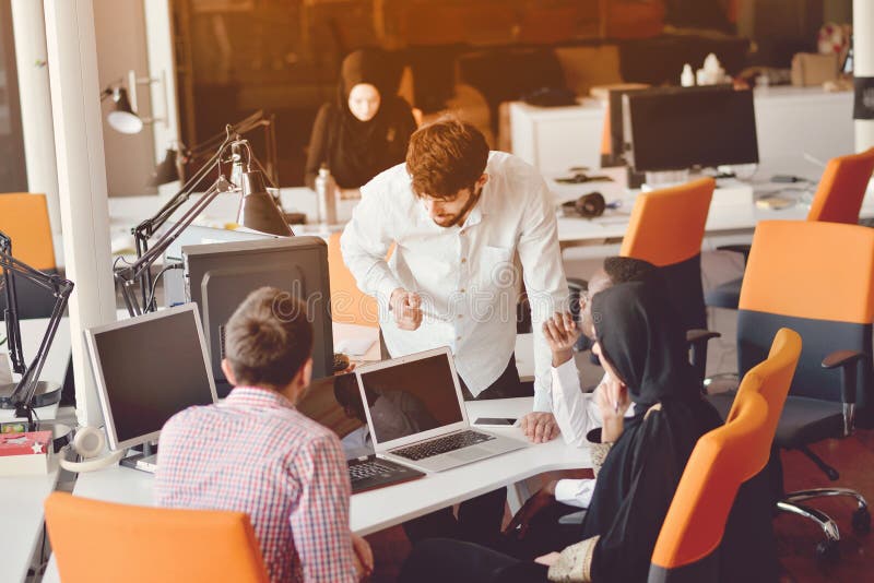 Startup Business People Group Working Everyday Job at Modern Office ...