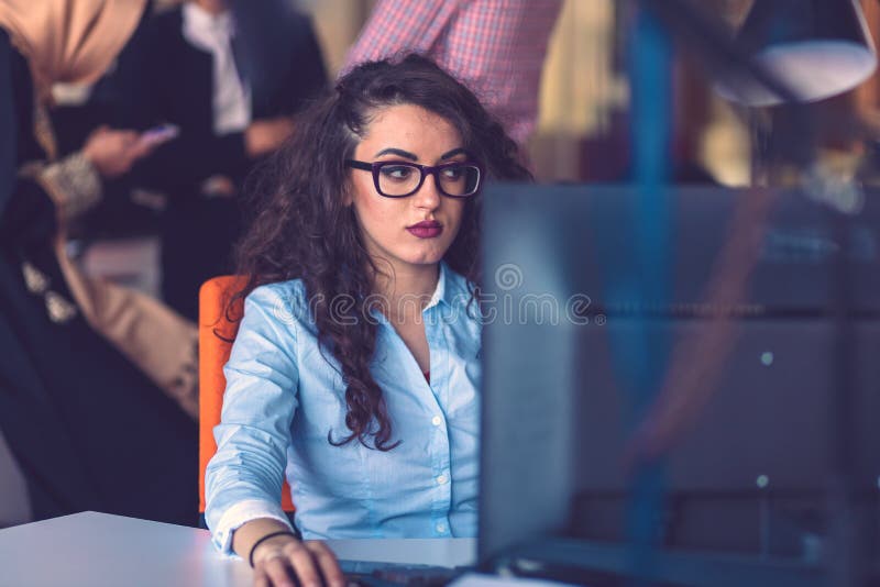 Startup Business People Group Working Everyday Job at Modern Office ...