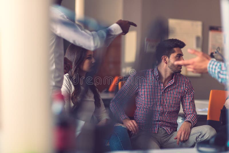 Startup Business People Group Working Everyday Job at Modern Office ...