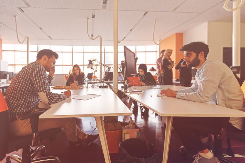 Startup Business People Group Working Everyday Job at Modern Office ...