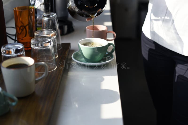 Startup Business People Making Coffee during Office Break Time Stock ...