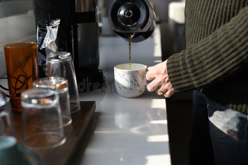 Startup Business People Making Coffee during Office Break Time Stock ...