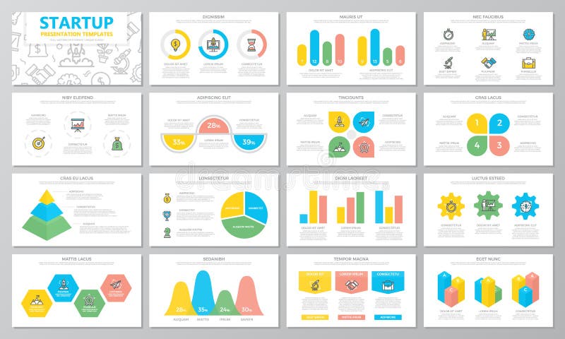 Startup and Business Presentation Templates Elements on White ...