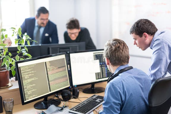 Startup Business Problem Solving. Software Developers Working on ...